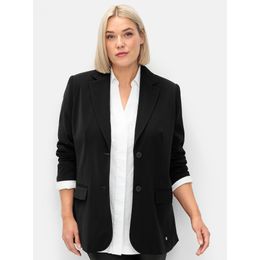 Jackenblazer sheego "Blazer", Damen, Gr. 50, schwarz, 100% Polyester, Blazer Jackenblazer