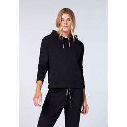 Kapuzensweatshirt Chiemsee, Damen, Gr. XXL (44), schwarz (schwarz beauty), 60% Baumwolle. 40% Polyester, ohne Ausschnitt, Sweatshirts Kapuzensweatshirt