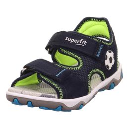 Sandale Superfit "MIKE 3.0 WMS: mittel", M&auml;dchen, Gr. 32, blau (dunkelblau fu&szlig;ball), Textil, Veloursleder, Schuhe Sandale, Trekkingschuh mit Klettverschluss, Gr&ouml;&szlig;enschablone zum Download, Topseller