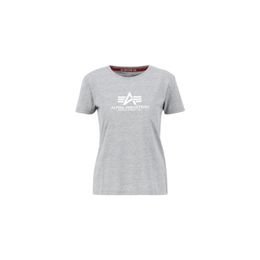 T-Shirt Alpha Industries "New Basic T-Shirt BL W", Damen, Gr. XS, grau (grauheather, wei&szlig;), Obermaterial: 100% Baumwolle, Shirts T-Shirt