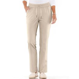 Schlupfjeans Classic Basics, Damen, Gr. 28, Kurzgr&ouml;&szlig;en, beige (sand), 100% Baumwolle, unifarben, lang, Jeans Schlupfjeans