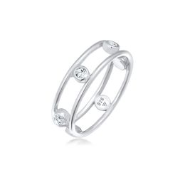 Silberring Elli "Ring Glamour&ouml;se Elegant 925 Silber, mit Kristallen von Swarovski" Gr. 58, silber, Fingerringe, Damen, 58, Silber 925 (Sterlingsilber), Silberring