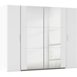 Schwebet&uuml;renschrank Rauch "Kleiderschrank Dreht&uuml;renschrank Schrank Garderobe KRONACH TOPSELLER", alpinwei&szlig;, griffleisten alu, mit 2 spiegel, B:268cm H:210cm T:59cm, Holzwerkstoff, Schr&auml;nke, Schwebet&uuml;renschrank, Kombischrank optional mit 1 oder 2 Spiegel viele B&ouml;den MADE IN GERMANY