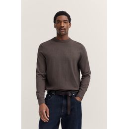 Rundhalspullover Bugatti "Regular Fit", Herren, Gr. 3XL, 90, braun, Strick, 95% Baumwolle, 5% Kaschmir, unifarben, regular fit, Rundhals, Rippb&uuml;ndchen, Pullover Rundhalspullover, aus Baumwolle-Kaschmir-Mix