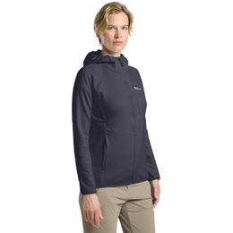 Kapuzenfleecejacke Jack Wolfskin "KOLBENBERG HOODED FZ W", Damen, Gr. L, grau (graphite), Obermaterial: 92% Polyester, 8% Elasthan, Jacken Kapuzenfleecejacke, Atmungsaktiv, leicht, &Uuml;bergangsjacke
