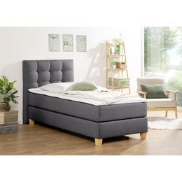 Boxspringbett Home Affaire "Moulay", grau (anthrazit), B:104cm L:211cm, Komplettbetten, Boxspringbett, inkl. Topper, in 3 H&auml;rtegraden, TFK auch in H&auml;rtegrad 4