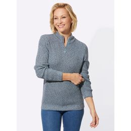 Stehkragenpullover Classic Basics "Stehkragen-Pullover", Damen, Gr. 44, grau (aquamarin, steingrau, meliert), 100% Polyacryl, meliert, unifarben, Pullover Stehkragenpullover