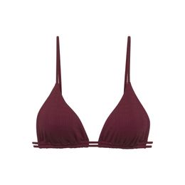 Triangel-Bikini-Top Copenhagen Studios "Nela", Damen, Gr. 40, Cup C/D, rot (weinrot), Rippware, Recycling-Polyamid, strukturiert, unifarben, Bikini-Oberteile Triangel-Bikini-Top, aus modischer Strukturware, Topseller