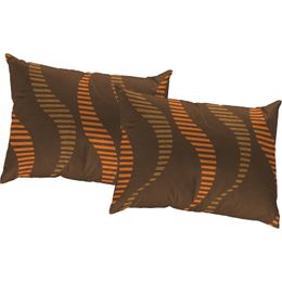 Dekokissen WIRTH "LUPARA" Gr. 2, orange (orange, gemustert), B:50cm L:50cm, Baumwolle, Polyester, Dekokissen_Sitzkissen_Kissenh&uuml;llen, Dekokissen, Kissenh&uuml;lle ohne F&uuml;llung, 2 St&uuml;ck