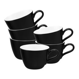 Tasse Seltmann Weiden "Kaffeetassen Life Fashion 240 ml 6er Set", schwarz (glamorous schwarz), 6 tlg., Porzellan, Trinkgef&auml;&szlig;e, Tasse