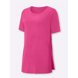 Longshirt Classic Basics "Longshirt", Damen, Gr. 38, pink (fuchsia), 100% Baumwolle, unifarben, Rundhals, Shirts Longshirt