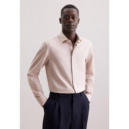 Flanellhemd Seidensticker "Schwarze Rose", Herren, Gr. S (38), normale &Auml;rmell&auml;ngen, beige, 100% Baumwolle, unifarben, slim fit, 2-Knopf-Manschette, Hemden Flanellhemd, Slim 1/1 Kentkragen Uni
