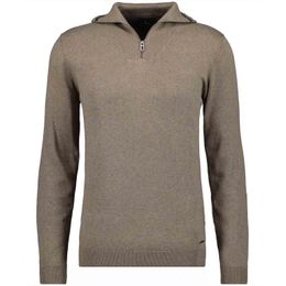 Rundhalspullover Ragman, Herren, Gr. 48, braun (camel), Strick, 95% Baumwolle 5% Kaschmir, hoch geschlossener Ausschnitt, Pullover Rundhalspullover