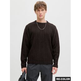 Jack & Jones Strickpullover JACK & JONES "JJEBRADLEY CARTER KNIT CREW NECK LN", Herren, Gr. S, delicioso, Strick, Obermaterial: 51% Polyester, 41% Polyacryl, 5% Wolle, 3% Elasthan, unifarben, relaxed fit h&uuml;ftlang, Rundhals, Pullover Strickpullover