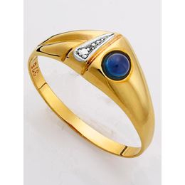 Fingerring Lady Gr. 17, blau, Fingerringe, Damen, 17, Gold Metall, Gold, Metall, Fingerring