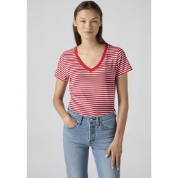 Levi's T-Shirt LEVI'S "PERFECT TEE", Damen, Gr. XS (34), lse_true rot stripe true rot, Single Jersey, Obermaterial: 100% Baumwolle, gestreift, figurbetont normal, Rundhals, Shirts T-Shirt, mit kleiner Logo-Stickerei