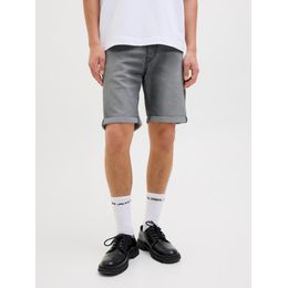Jack & Jones Shorts JACK & JONES "JJIRICK JJFOX SHORTS CB 310 SN", Herren, Gr. XS, N-Gr, blau (grau denim pack:am 313), Web, Obermaterial: 70% Baumwolle, 28% Polyester, 2% Elasthan, unifarben, regular fit kniefrei, Hosen Shorts, im Four-Pocket Style