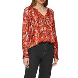 Langarmbluse s.Oliver, Damen, Gr. 42, tangerine aop, Obermaterial: 100% Viskose, bedruckt, regular fit taillenbedeckt, Rundhals, Manschette, Blusen Langarmbluse, mit All-Over Print