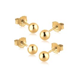 Ohrstecker-Set Elli "Ohrringe Kugeln Basic Set Geo Filigran 925 Silber vergoldet", gold, Ohrringe, Damen, ohne Stein, Silber 925 (Sterlingsilber), Ohrstecker-Set