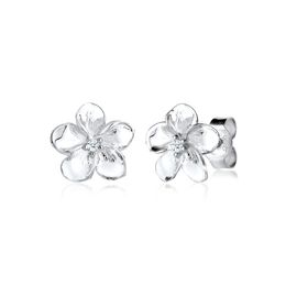 Paar Ohrstecker Elli DIAMONDS "Ohrringe Ohrstecker Frangipani Diamant Wei&szlig; Brillantschliff (0,03ct) 925 Sterling Silber" Gr. 10, wei&szlig;, Ohrringe, Damen, P1 = bei 10-facher Vergr&ouml;&szlig;erung erkennbare Einschl&uuml;sse mit Diamanten, Silber 925 (Sterlingsilber), Paar Ohrstecker