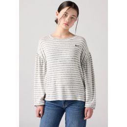 Langarmshirt LEVI'S KIDS "LVG HACCI STRIPED LS KNIT TOP", M&auml;dchen, Gr. 5 (110), dunkelgrau heather, Single Jersey, Obermaterial: 75% Viskose, 21% Polyester, 4% Elasthan, geringelt, gestreift, h&uuml;ftlang, Rundhals, weit elastischer Bund, Shirts Langarmshirt, in Ringeloptik, for Girls