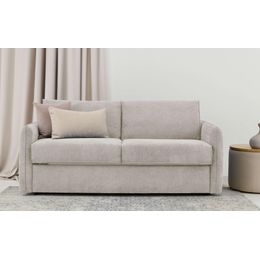 Schlafsofa Home Affaire "Bergamons", braun (cappuccino), B:189cm H:90cm T:97cm, 100% Polyester, Sofas, Schlafsofa, 2-Sitzer, mit Dauerschlaffunktion, inkl. Federkernmatratze, Lattenrost