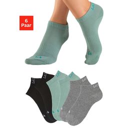 active by Lascana Sneakersocken LASCANA ACTIVE, Damen, Gr. 35/38, schwarz (2x schwarz, 2x mint, 2x grau meliert), Baumwollmischung, unifarben, Socken Sneakersocken, mit eingestricktem Marken Logo, Topseller