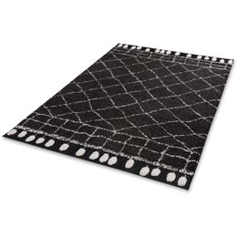 Sch&ouml;ner Wohnen Kollektion Hochflor-Teppich "Winsome 6318-241", schwarz, B:140cm H:25mm L:200cm, Kunstfaser, SCH&Ouml;NER WOHNEN-KOLLEKTION, Teppiche, Hochflor-Teppich, Langflor, Hoch Tief Struktur, Wohnzimmer, Sch&ouml;ner Wohnen Kollektion