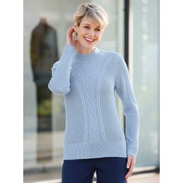 Rollkragenpullover Classic Basics "Stehkragen-Pullover", Damen, Gr. 54, blau (eisblau), 100% Polyacryl, unifarben, Pullover Rollkragenpullover