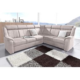 Sit & More Ecksofa SIT & MORE "Basel L-Form", beige (natur), B:261cm H:98cm T:211cm, Altara Nubuck, Luxus-Microfaser (100% Polyester;PRIMABELLE-Microfaser, Luxus-Microfaser (100% Polyester;SOFTLUX-Kunstleder;NaturLEDER (echtes Rindsleder), Sofas, Ecksofa, wahlweise mit Relaxfunktion