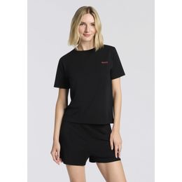 T-Shirt HUGO UNDERWEAR, Damen, Gr. S, schwarz, Single Jersey, Obermaterial: 95% Baumwolle, 5% Elasthan, unifarben, regular fit normal, Rundhals, abgesteppte Kante, Shirts T-Shirt, mit rundem Ausschnitt, regular fit, toniges Markenlogo
