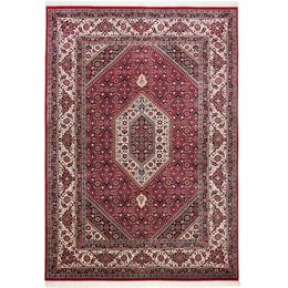 Orientteppich Theko "Meraj Silk Touch Bidjar", rot, B:140cm H:12mm L:200cm, Schurwolle, Seide, Teppiche, Orientteppich, Flor aus 20% Seide, handgekn&uuml;pft, mit Fransen