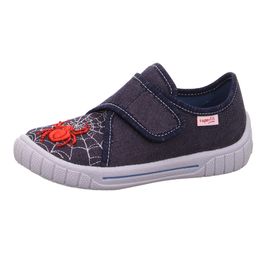 Hausschuh Superfit "BILL WMS: Normal", M&auml;dchen, Gr. 23, blau (blau spiderman), Textil, Schuhe Hausschuh, Klettschuh, Kindergarten Schuh mit sch&ouml;nem Motiv