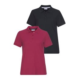 Poloshirt Eastwind, Damen, Gr. 52/54, bunt (marine, beere), Obermaterial: 100% Baumwolle, clean, gepflegt, unifarben, Basic, figurumspielend h&uuml;ftbedeckend, Shirts Poloshirt, figurumspielende Passform, Polokragen, Basic-Stil, Topseller