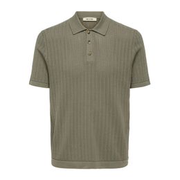 Only & Sons Polokragenpullover ONLY & SONS "ONSMOON REG 12 SS POLO KNIT NOOS", Herren, Gr. L, bungee cord, Strick, Obermaterial: 80% Baumwolle, 20% Nylon, unifarben, regular fit normal, ohne Ausschnitt, Pullover Polokragenpullover
