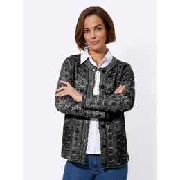 Strickjacke Classic Basics, Damen, Gr. 44, schwarz (schwarz, meliert), 100% Polyacryl, meliert, Strickjacken Strickjacke