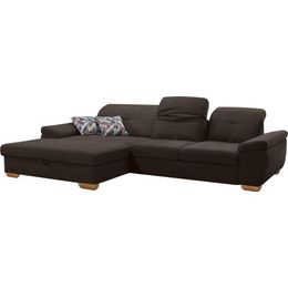Ecksofa Alina "Nadira", braun (dunkelbraun xbo 4), B:271cm H:91cm T:199cm, Struktur fein XBO (90% Polyester, 10% Polyamide);Chenille GCP (100% Polyester), Sofas, Ecksofa, wahlweise mit Bettfunktion und Stauraum