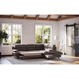 Ecksofa COTTA "Pike L-Form, B: 266 cm", cocoa, B:266cm H:90cm T:217cm, GEDECKTES RINDSLEDER, Sofas, Ecksofa, optional Bettfunktion & Bettkasten