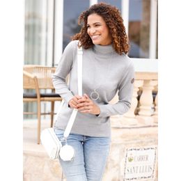 Strickjacke Casual Looks, Damen, Gr. 42, grau (steingrau, meliert), 100% Polyacryl, unifarben, Strickjacken Strickjacke