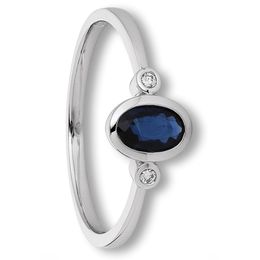 Diamantring ONE ELEMENT "0.02 ct Diamant Brillant Safir Ring aus 585 Wei&szlig;gold" Gr. 58, silber, Fingerringe, Damen, 58,mit Brillant, Wei&szlig;gold 585, Diamantring