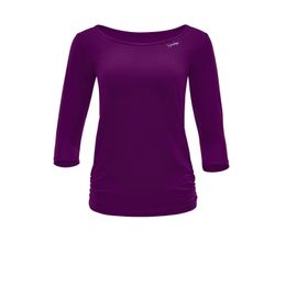 3/4-Arm-Shirt WINSHAPE "AET139LS", Damen, Gr. XS, schwarz plum, 85% Polyester, 15% Elasthan, R&uuml;ckenausschnitt, Shirts 3/4-Arm-Shirt, Functional Light and Soft