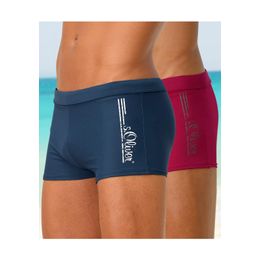 Boxer-Badehose s.Oliver, Herren, Gr. 5, N-Gr, rot, Polyamid, unifarben, Badehosen Boxer-Badehose, mit Logoschriftzug im coolen Used-Look, Topseller