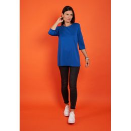 3/4-Arm-Shirt Seidel Moden "Exklusiv bei OTTO", Damen, Gr. 44, blau, Obermaterial: 50% Polyester, 45% Viskose, 5% Elasthan, unifarben, regular fit Po-bedeckend, Rundhals, Shirts 3/4-Arm-Shirt, mit 3/4 &Auml;rmeln, MADE IN GERMANY