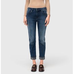 Straight-Jeans MAC "SUE relax", Damen, Gr. 38, L&auml;nge 27, blau (blau midnight wash), Web, Obermaterial: 89% Baumwolle, 8% Polyester, 3% Elasthan, straight fit, Jeans Straight-Jeans, im Four-Pocket Style
