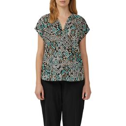 Klassische Bluse s.Oliver, Damen, Gr. 40, schwarz, Web, Obermaterial: 100% Baumwolle, bedruckt, regular fit taillenbedeckt, Rundhals, Blusen Klassische Bluse, mit All-Over Print