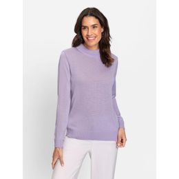 Stehkragenpullover CLASSIC "Pullover", Damen, Gr. 52, lila (flieder), 70% Polyacryl, 30% Schurwolle, unifarben, figurumspielend, Pullover Stehkragenpullover