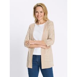 Shirtjacke Classic Basics "Shirtjacke", Damen, Gr. 50, beige, ecru, bedruckt, 100% Baumwolle, bedruckt, gemustert, V-Ausschnitt, Shirts Shirtjacke