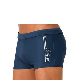 Boxer-Badehose s.Oliver, Herren, Gr. 8, N-Gr, blau, Polyamid, unifarben, Badehosen Boxer-Badehose, mit Logoschriftzug im coolen Used-Look