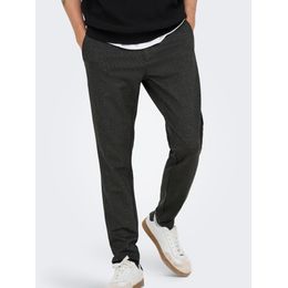 Only & Sons Chinos ONLY & SONS "ONSMARK SLIM CHECK 020960 PANT", Damen, Gr. 30, L&auml;nge 32, coffee bean, Web, Obermaterial: 64% Viskose, 31% Polyester, 5% Elasthan, meliert, slim fit normal, Hosen Chinos