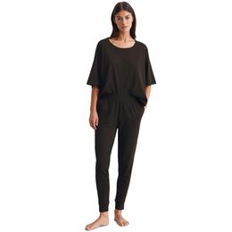 Marc O'Polo Loungehose MARC O'POLO "Mix & Match Cotton-Woven", Damen, Gr. XS, N-Gr, schwarz, Single Jersey, Obermaterial: 100% Baumwolle, meliert, regular fit lang, Hosen Loungehose, mit klassischem Regular Fit